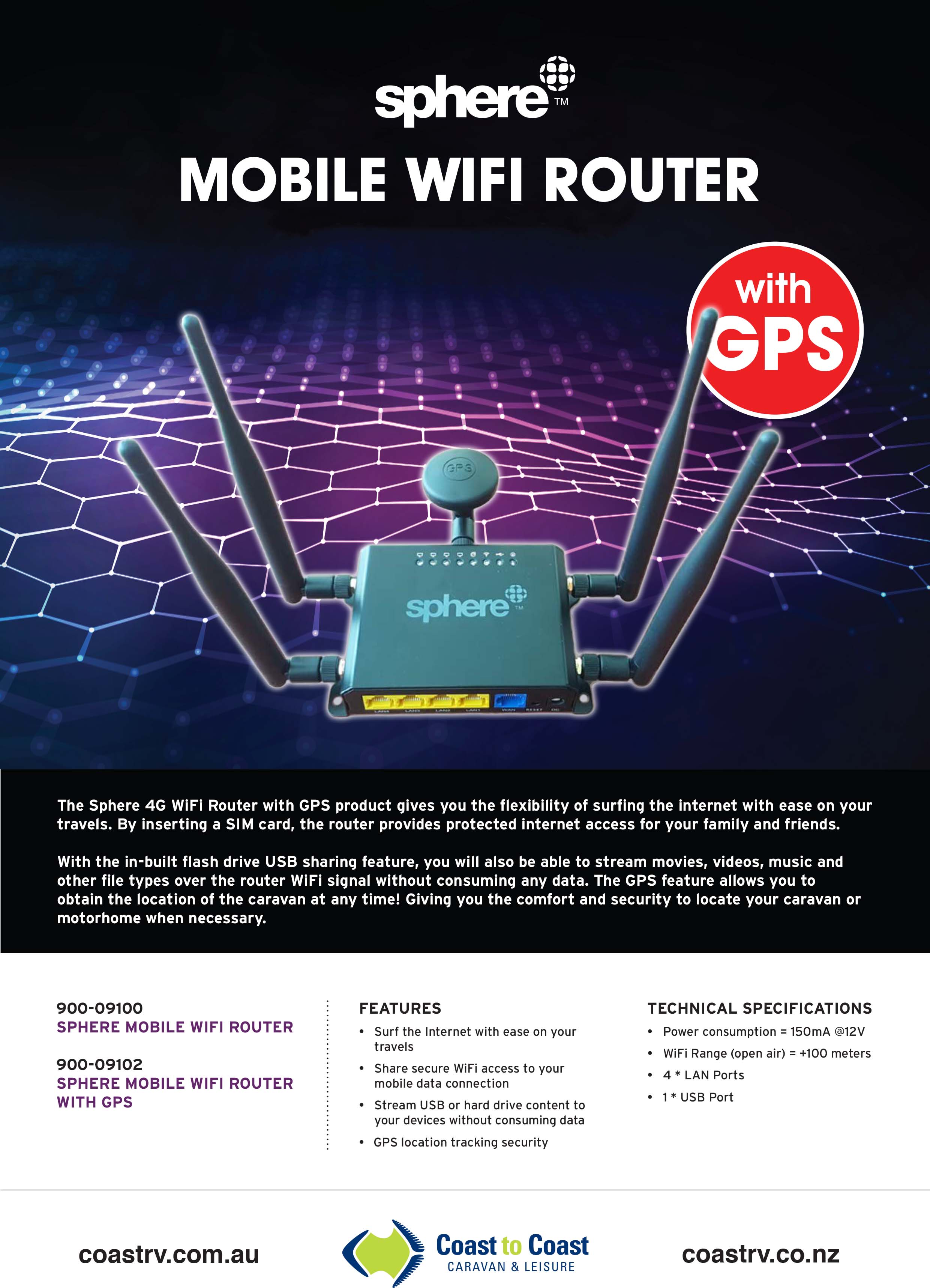 Sphere Mobile Wi-Fi Router with GPS - Coast to Coast RV